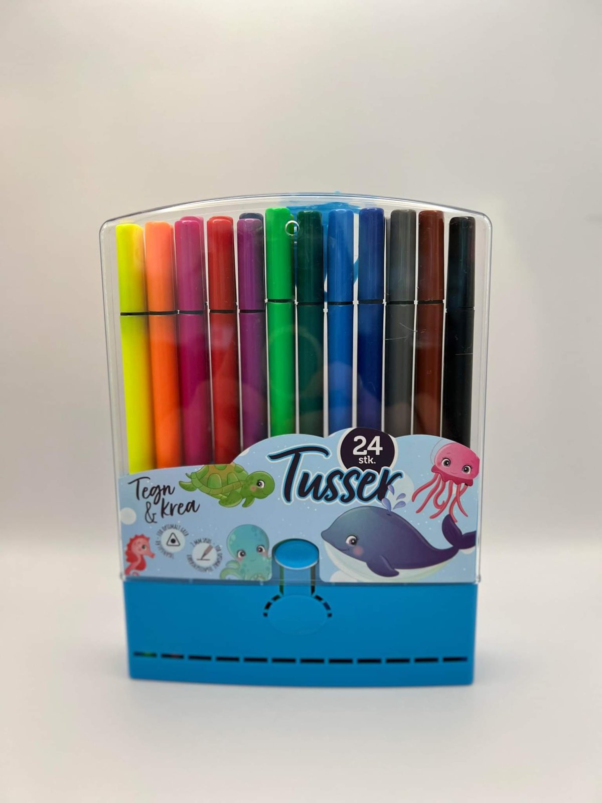 24 stk. tuscher / tusser i fin plastboks - Tegn, mal og hobby - Farm og ...